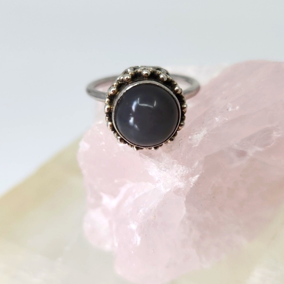Source Unknown | Jewelry | Sterling Silver Ring With Dark Gray Gemstone ...